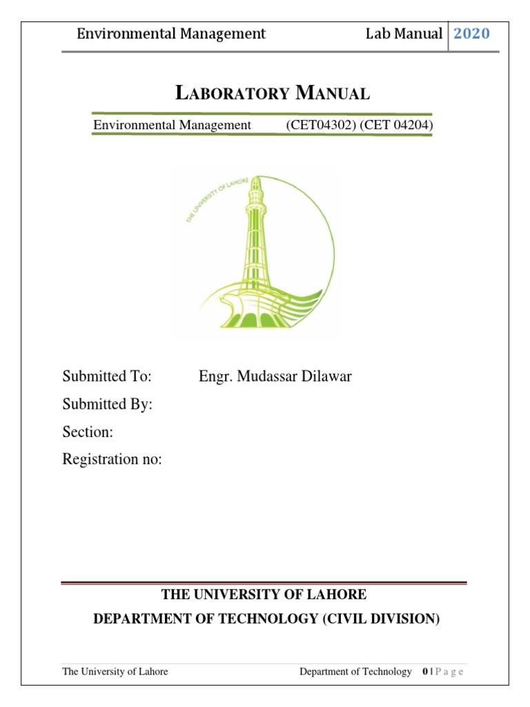 Environmental Management Lab Manual 2020 | PDF | Ph | Atomic Absorption ...