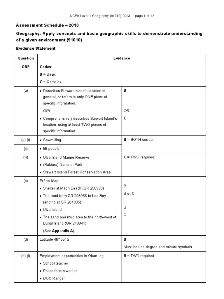 Assessment Schedule - 2013 Geography: Apply Concepts and Basic ...