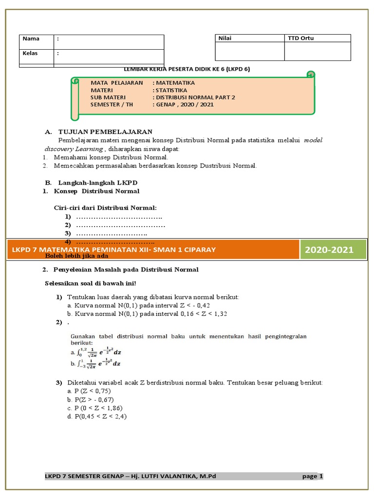 LKPD 7 Genap (Dis Normal) Part 2 | PDF