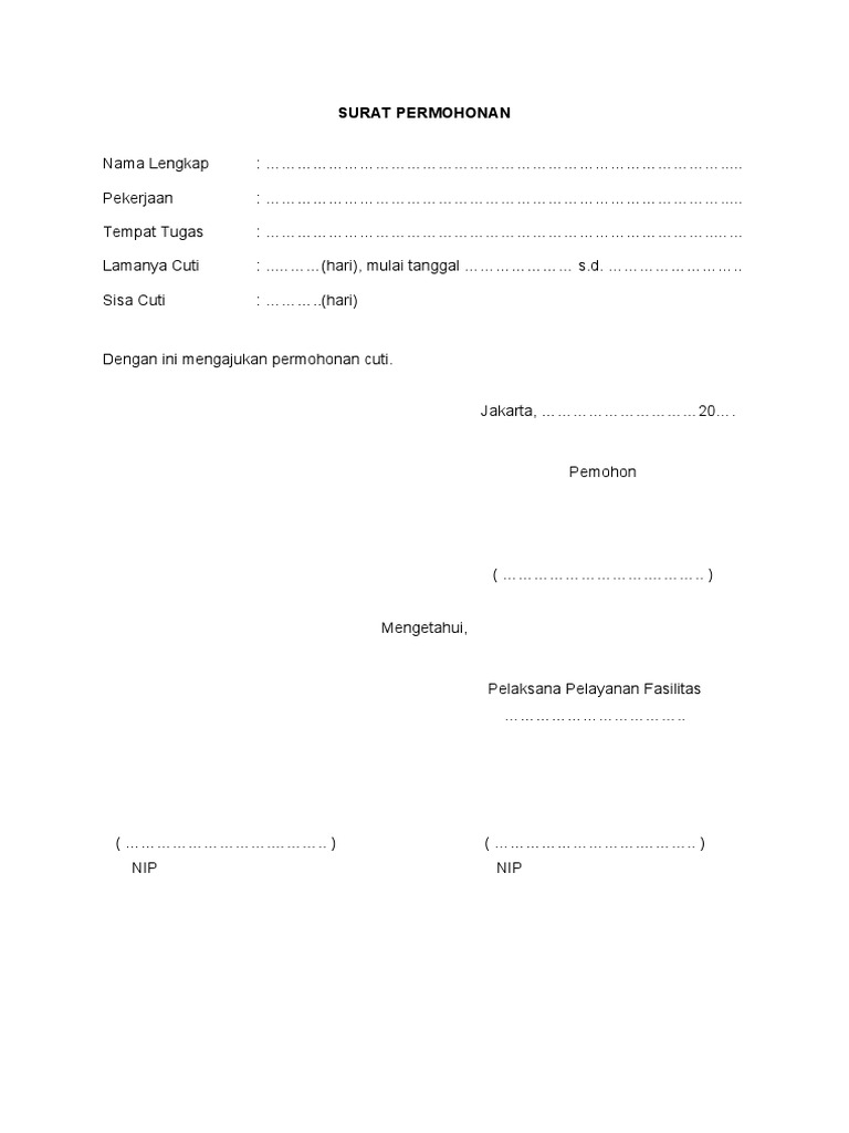 Format Cuti PJLP | PDF