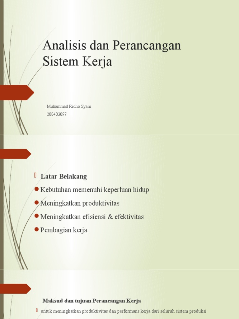ANALISIS DAN PERANCANGAN SISTEM KERJA | PDF