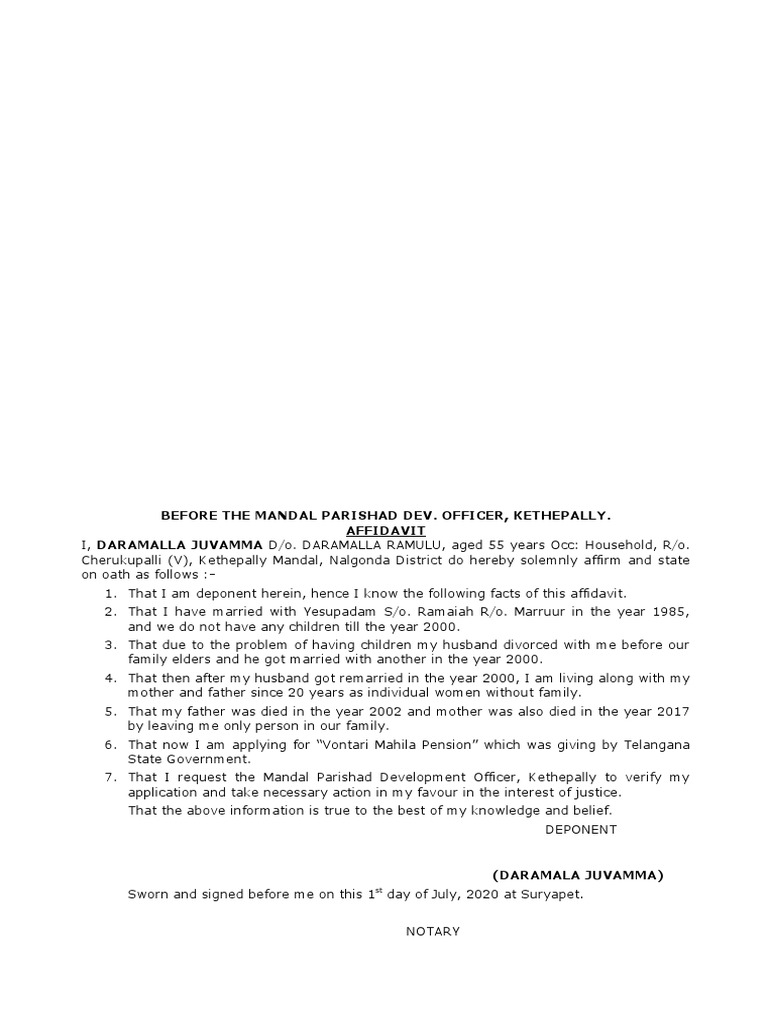 Affidavit For Bank Solvency Certificate | PDF