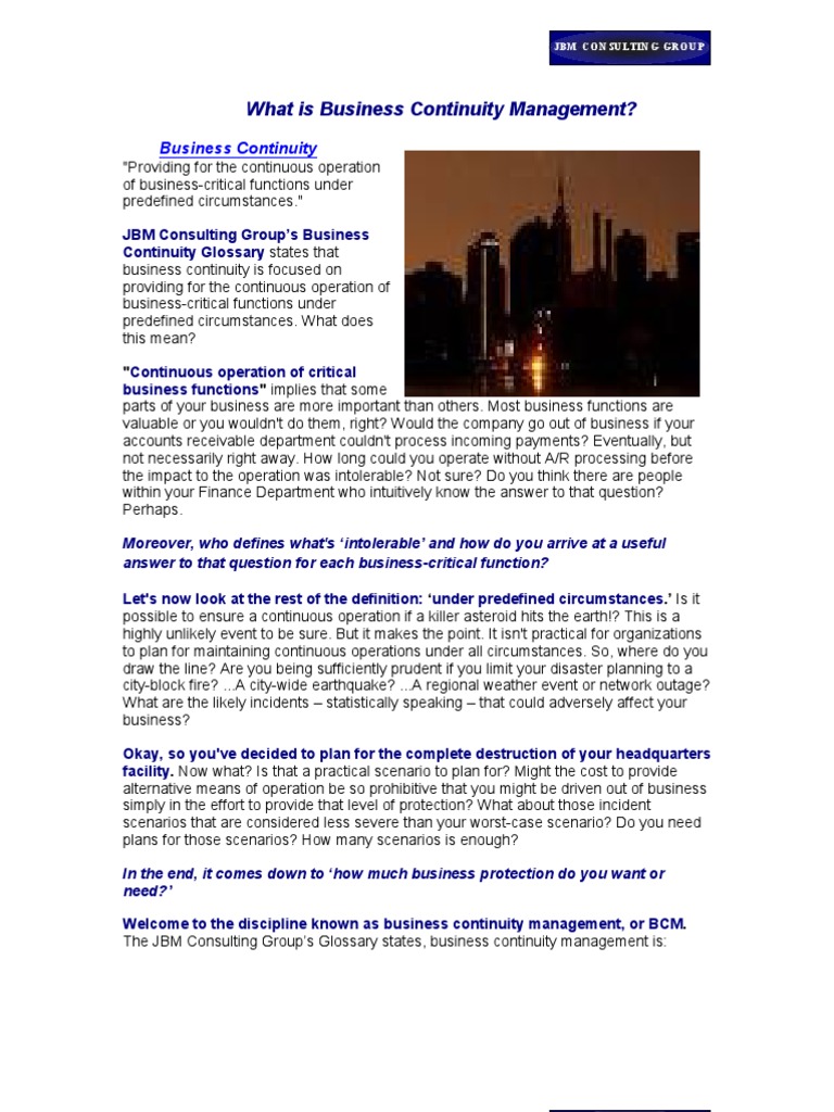 What - Is - BCM Brochure | PDF | Strategic Management | Business Process