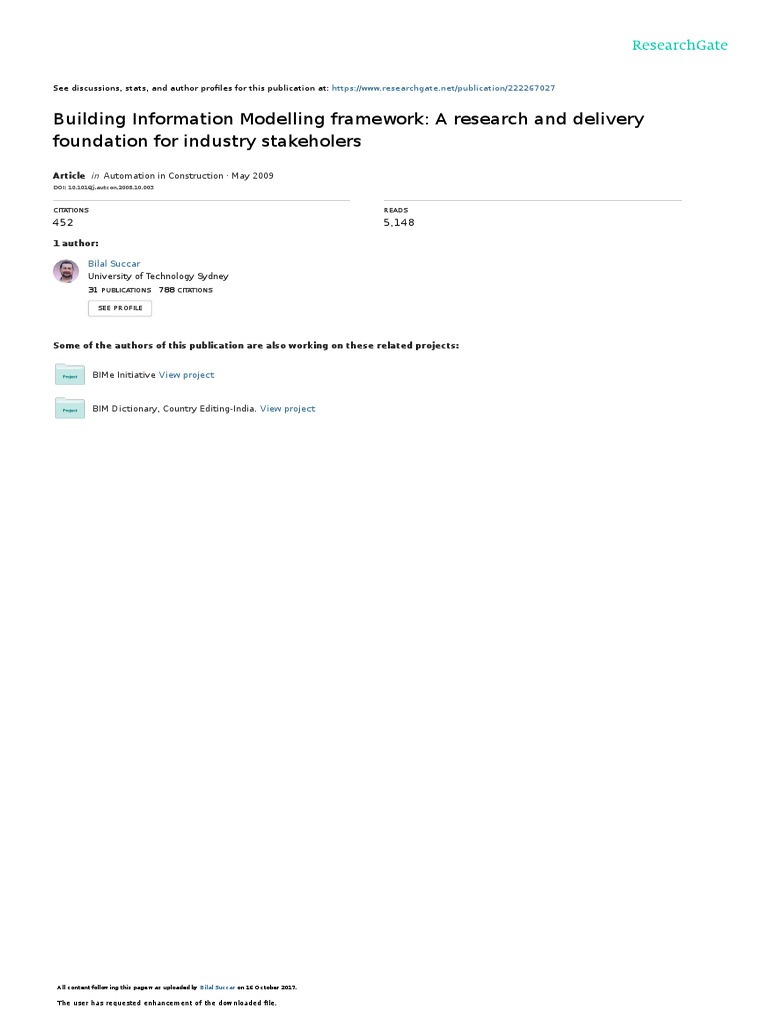 Building Information Modelling Framework A Research and Delivery ...