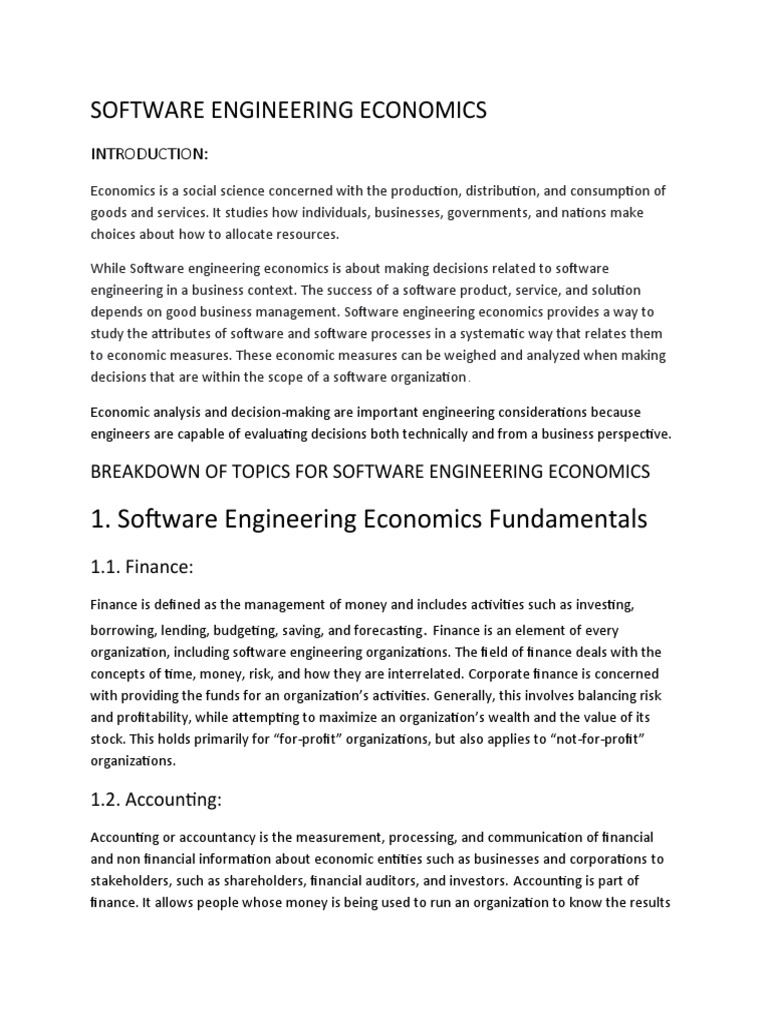 Software Engineering Economics Fundamentals | PDF | Taxes | Inflation