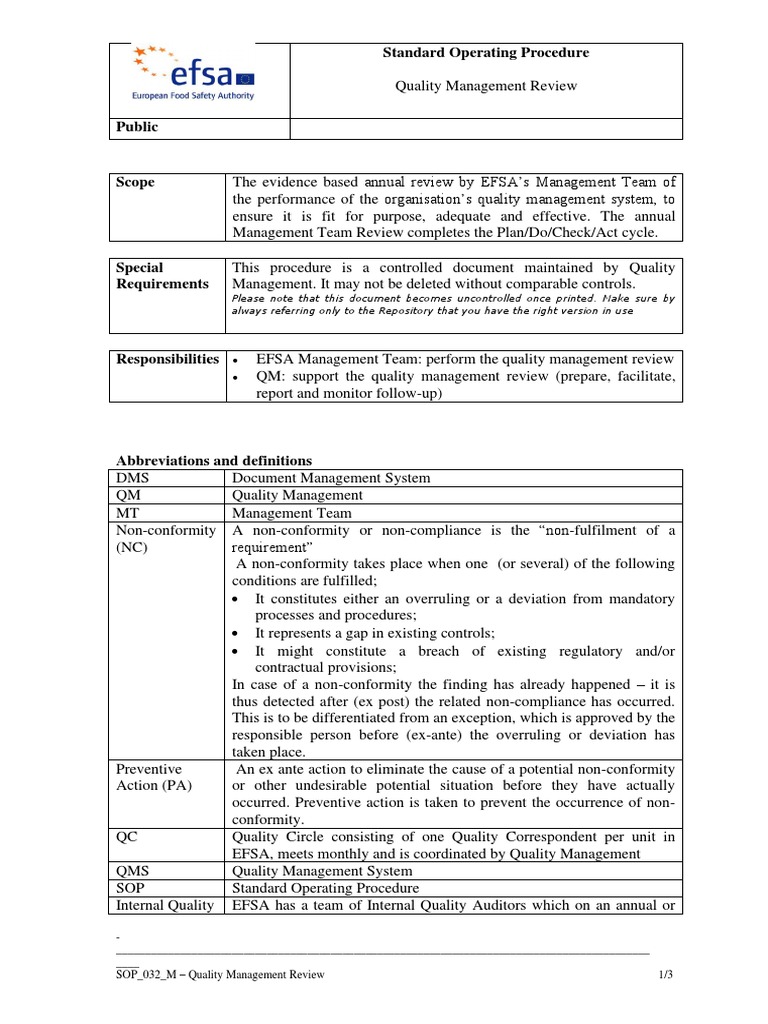 Standard Operating Procedure | PDF | Quality Management | Quality ...