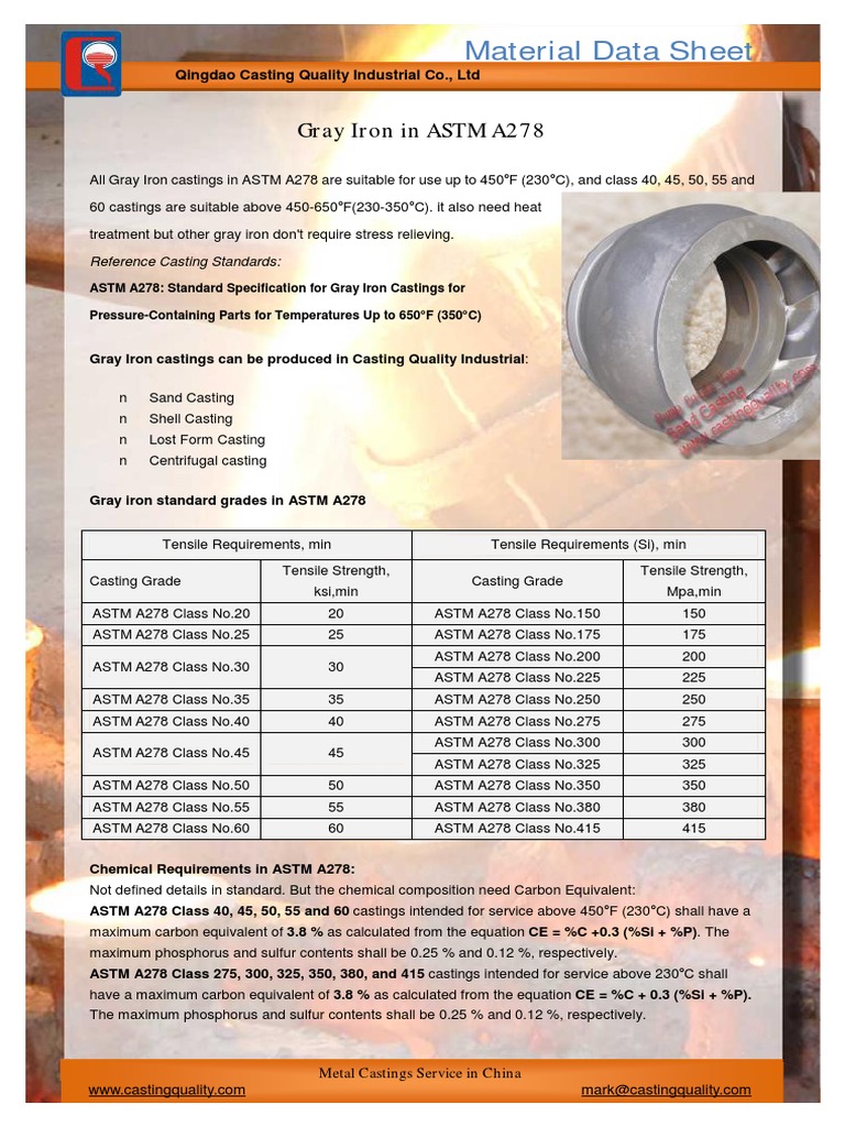 ASTM A278 Gray Iron Casting Standards | PDF