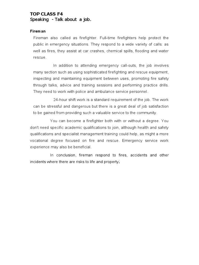 Firefighter Job Overview for Kids | PDF | Career & Growth