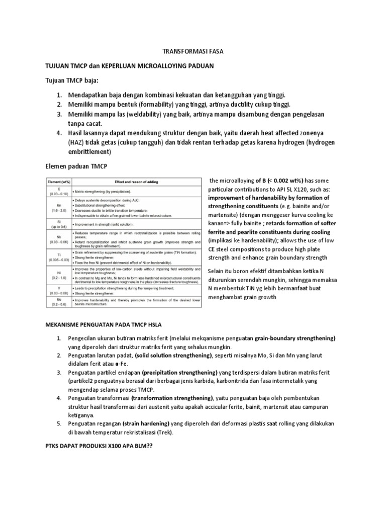 TRANSFORMASI STRUKTUR DAN SIFAT MEKANIK BAJA PADA PROSES TERMOMEKANIK | PDF