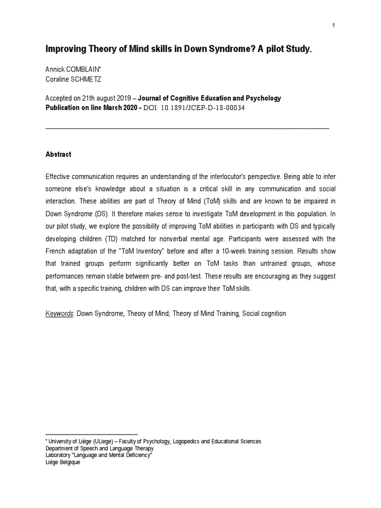 Improving Theory of Mind Final | PDF | Theory Of Mind | Experiment