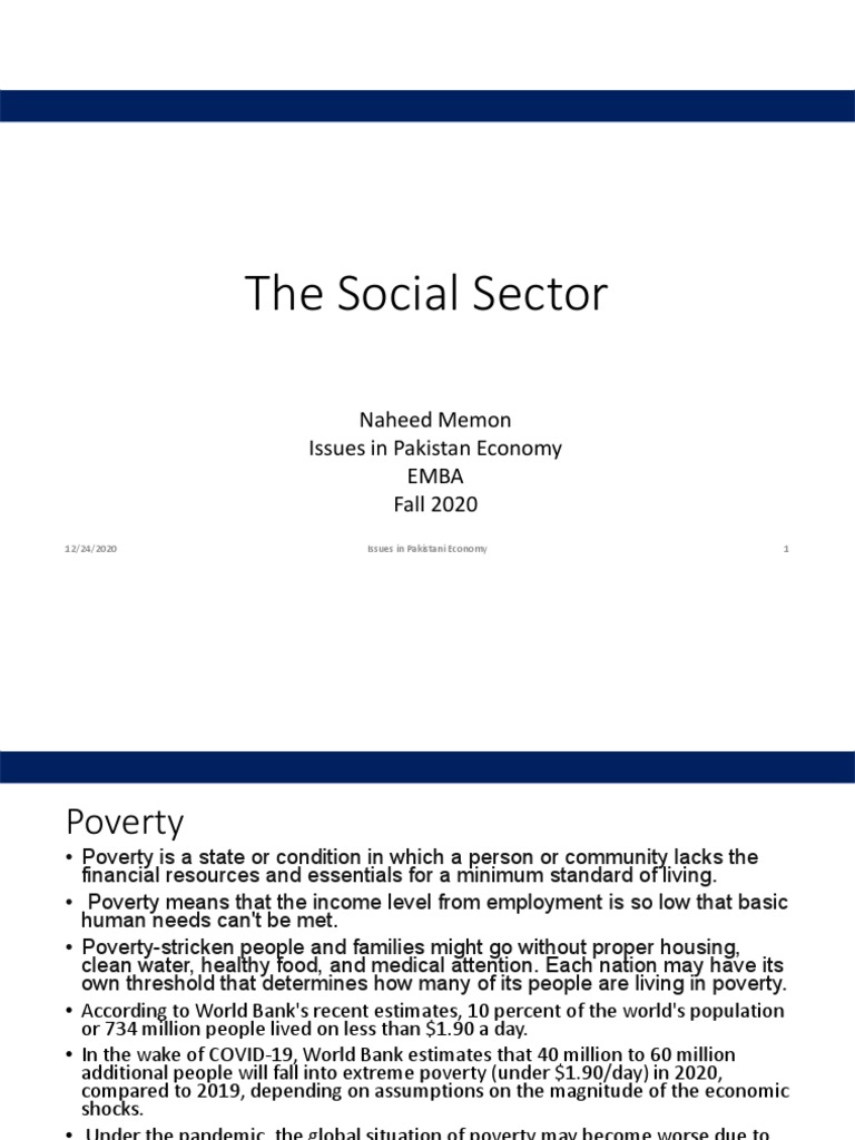 The Social Sector: Naheed Memon Issues in Pakistan Economy Emba Fall ...