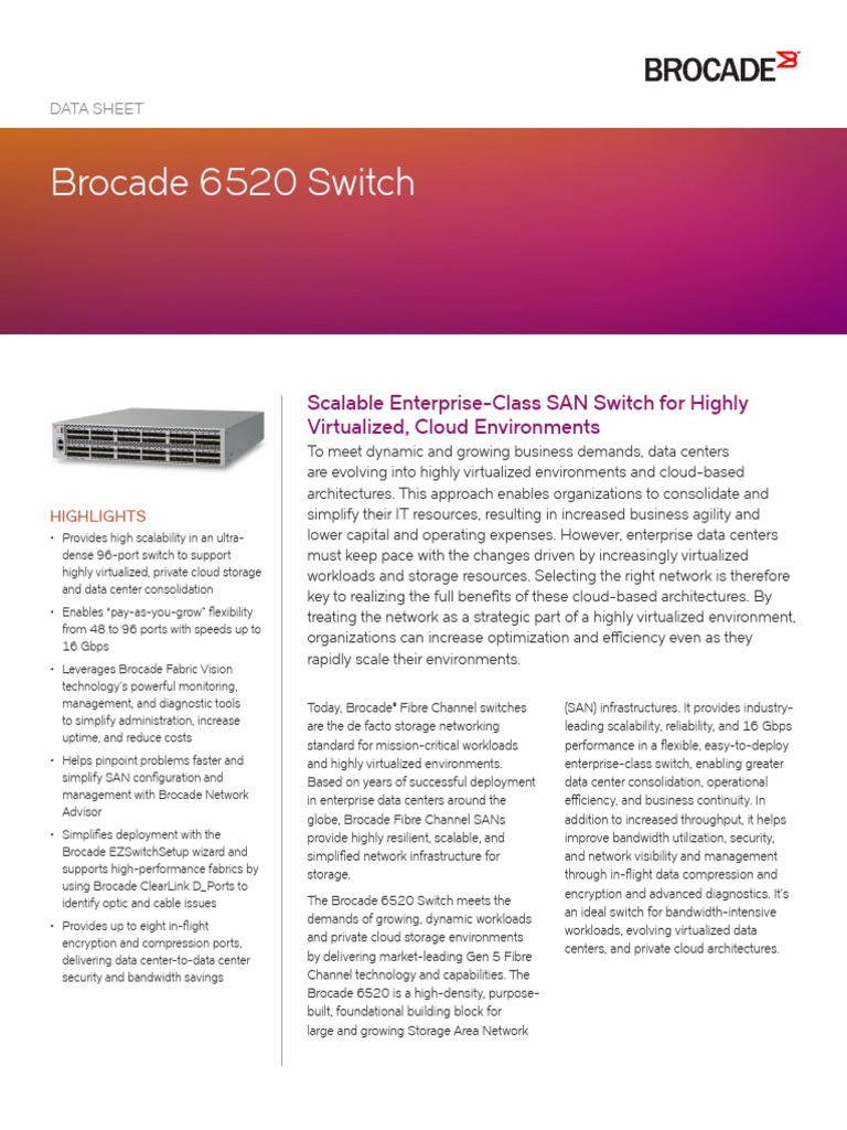 Brocade 6520 Data Sheet | PDF | Cloud Computing | Data Center