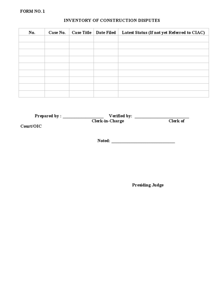 Construction Disputes Inventory Form | PDF | Finance & Money Management ...