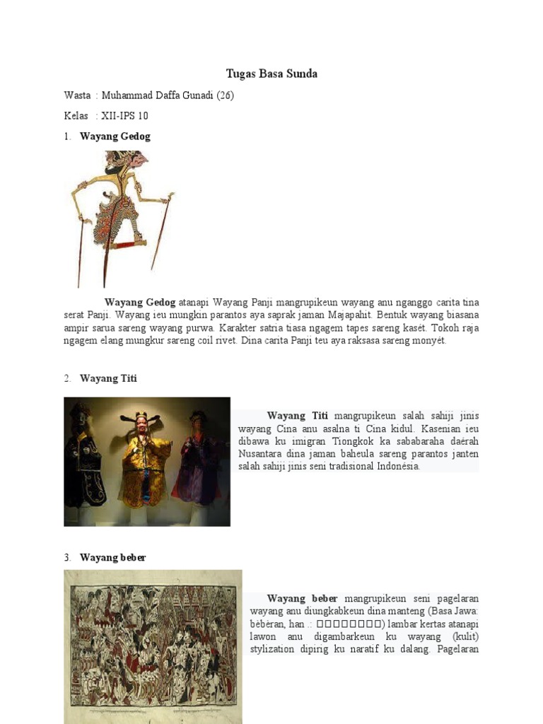 Jenis-Jenis Wayang dalam Basa Sunda | PDF