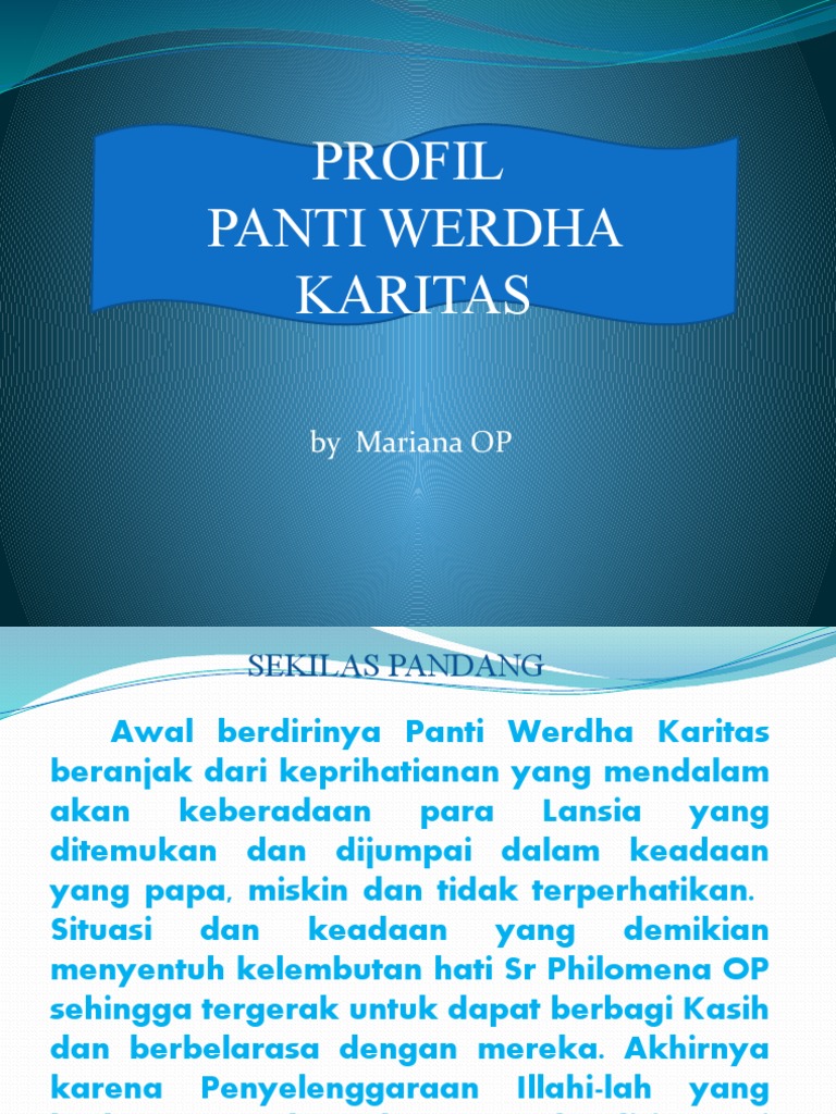 Panti Werdha Karitas: Pelayanan Lansia | PDF