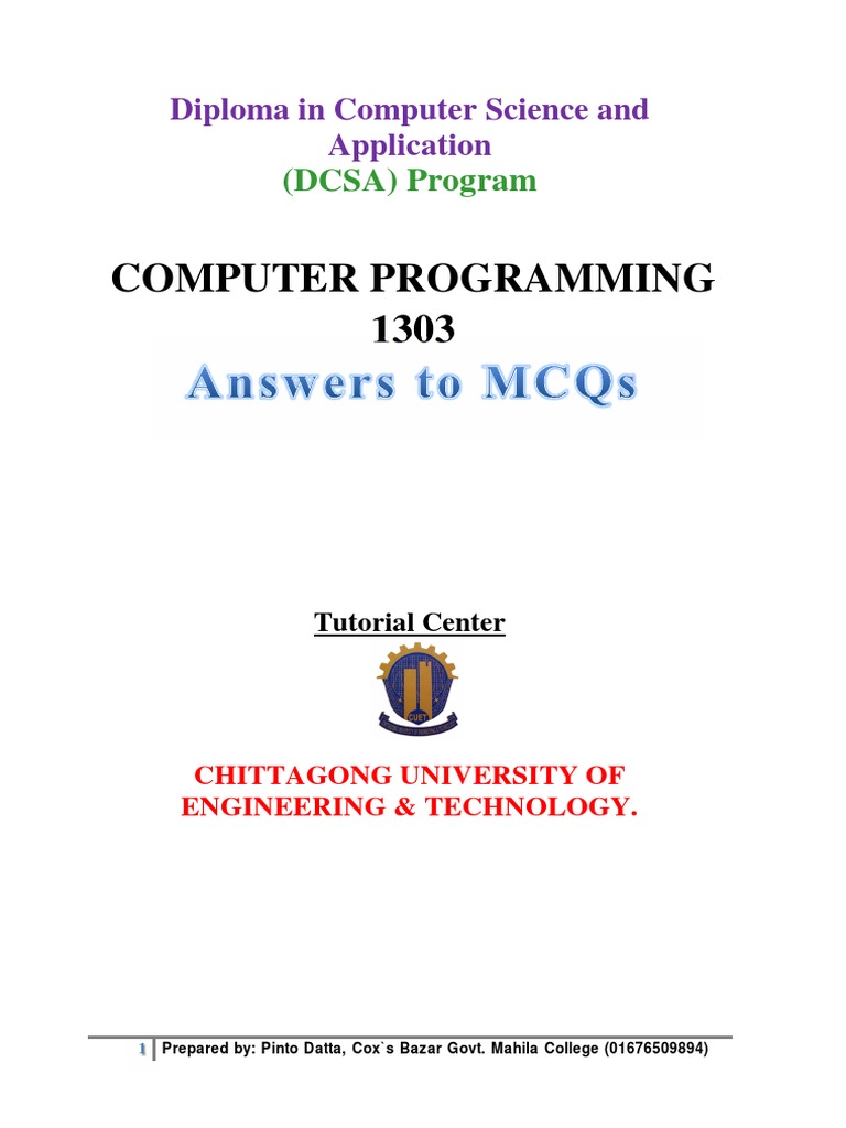 Computer Programming C MCQ and Answer | PDF | Parameter (Computer ...