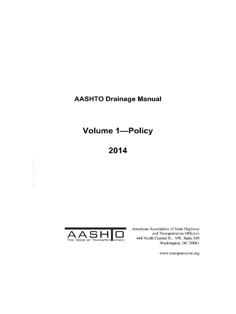 AASHTO ADM-1-2014 AASHTO Drainage Manual Volume 1-Policy | PDF