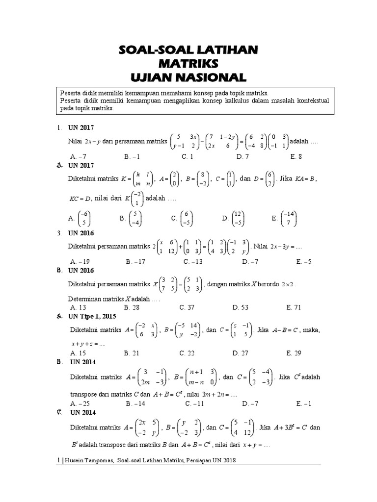 Latihan Soal Matriks | PDF