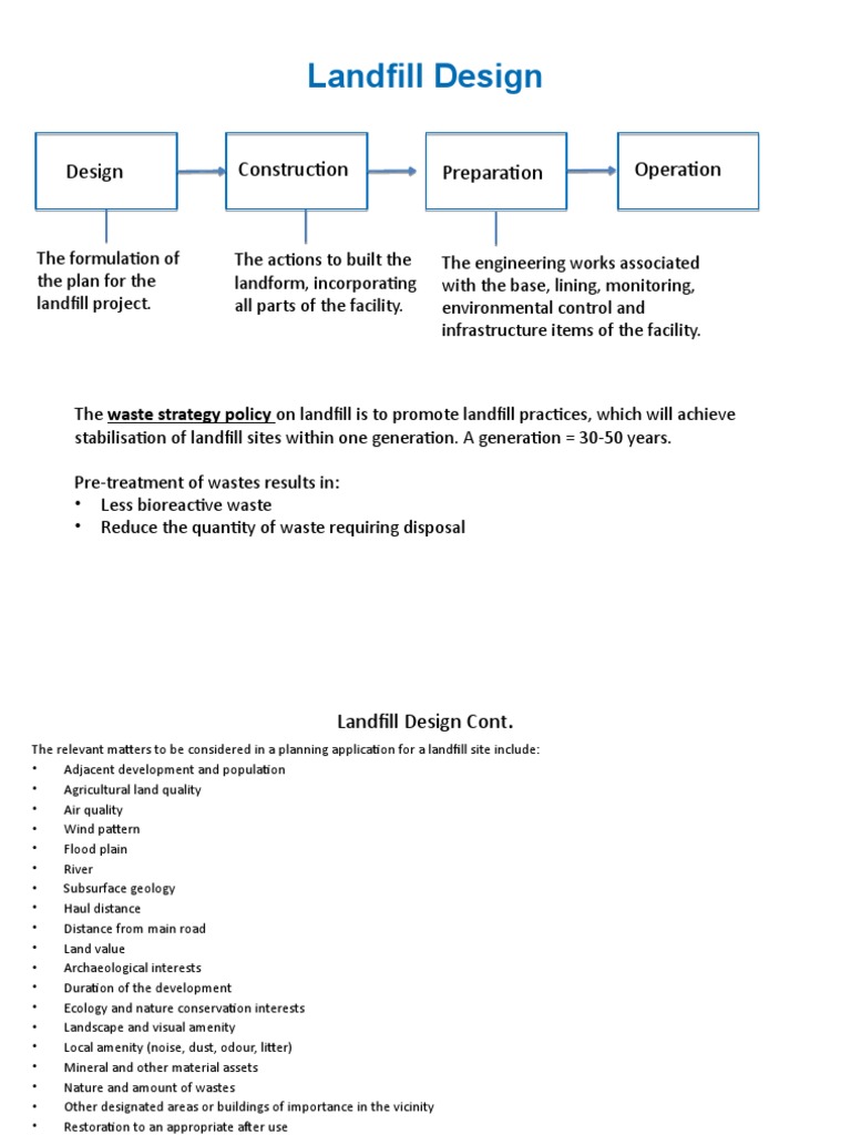 Landfill Design: Design Construction Operation Preparation | PDF ...