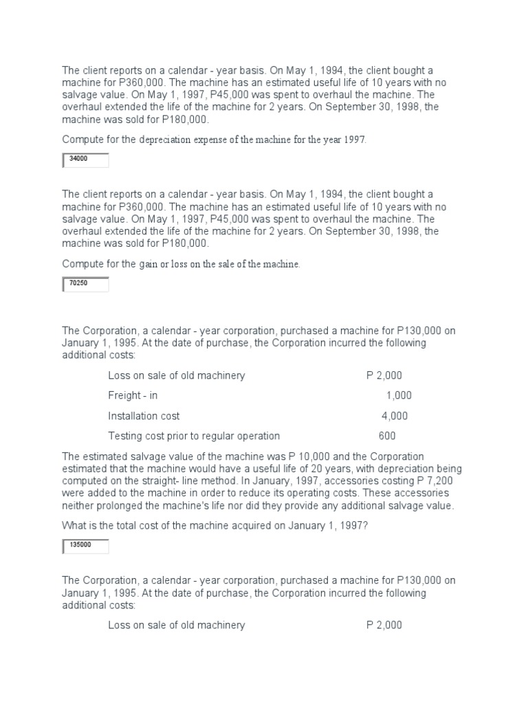 Midterm Exam On AUDIT PROBLEMS PPE AND INVESTMENTS | PDF | Depreciation ...