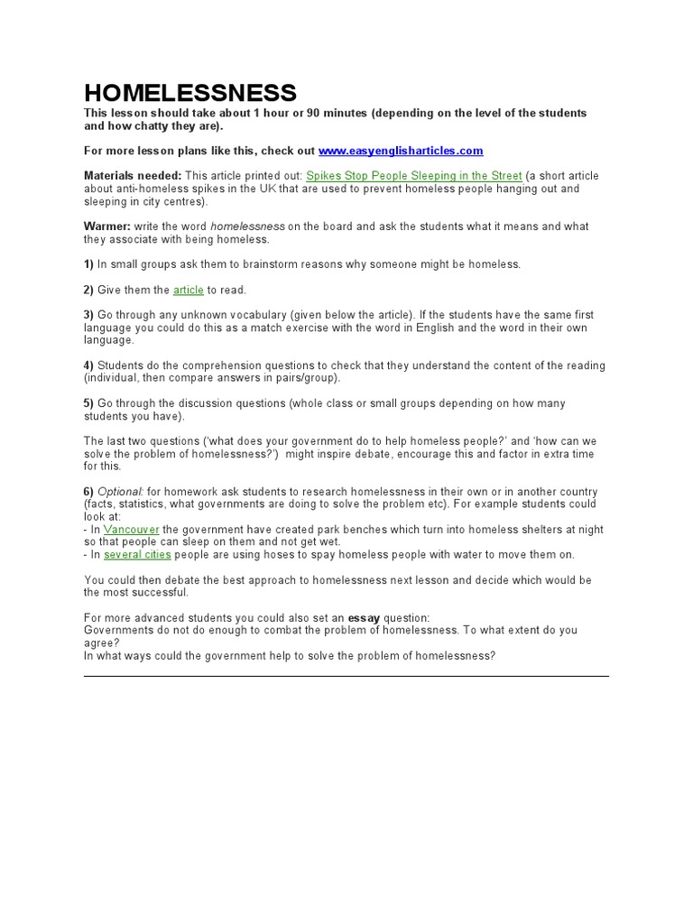 Homelessness | PDF | Homelessness | Reading Comprehension