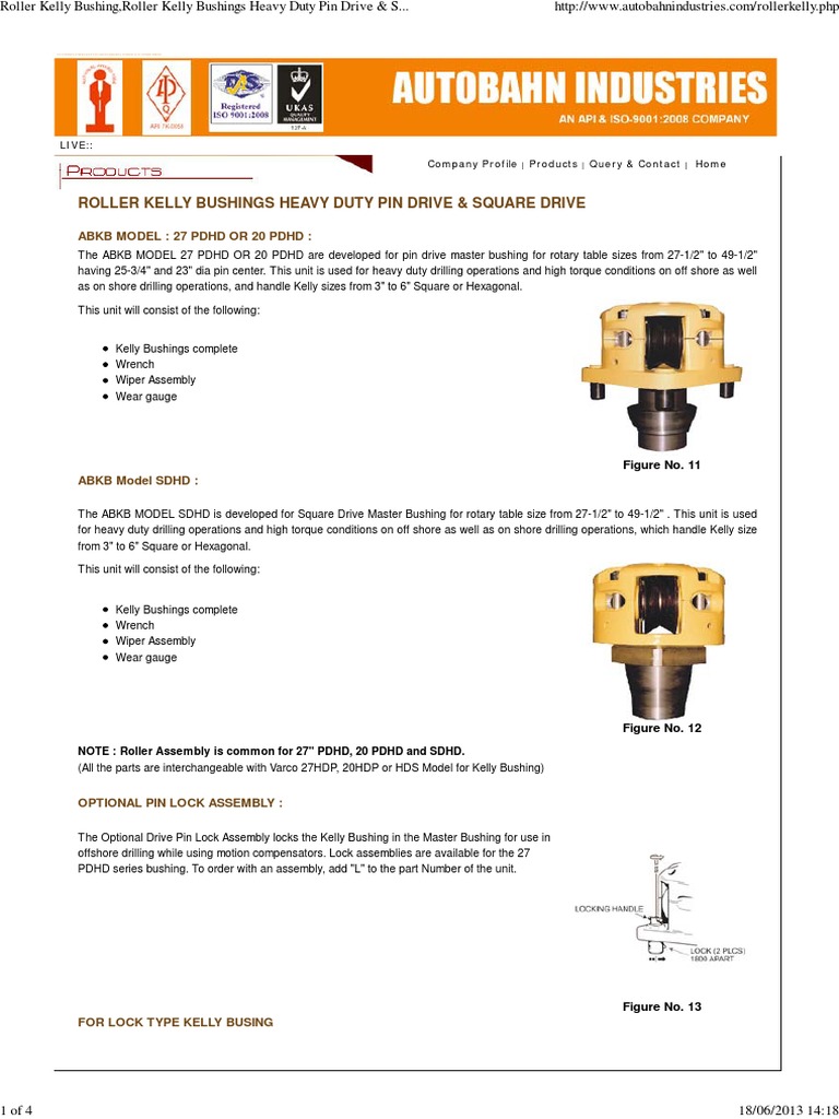 Roller Kelly BushingRoller Kelly Bushings Heavy Duty Pin Drive Square D ...