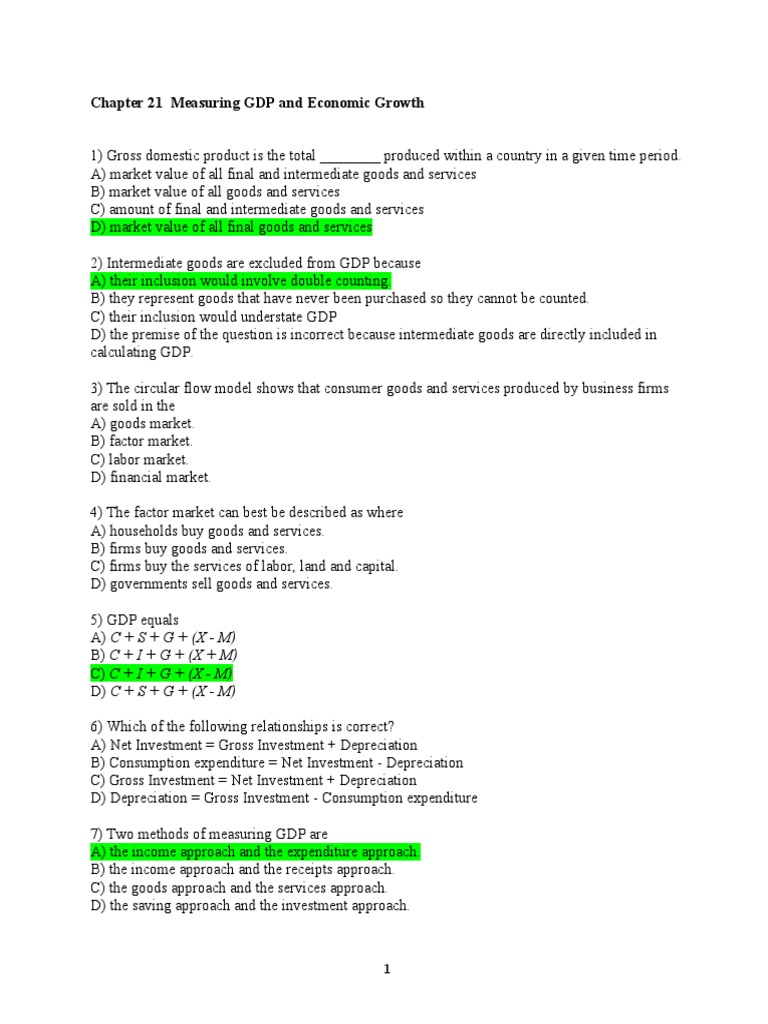SOALAN Chapter 21 Measuring GDP and Economic Growth | PDF | Gross ...