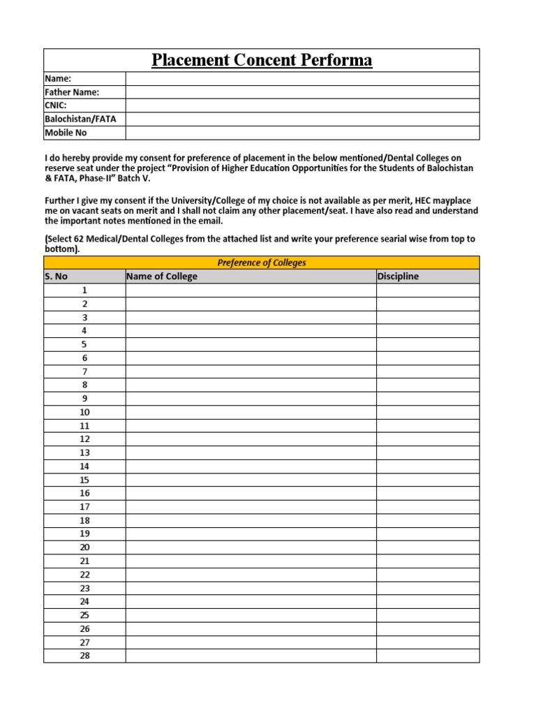 Concent Performa Excel Format | PDF