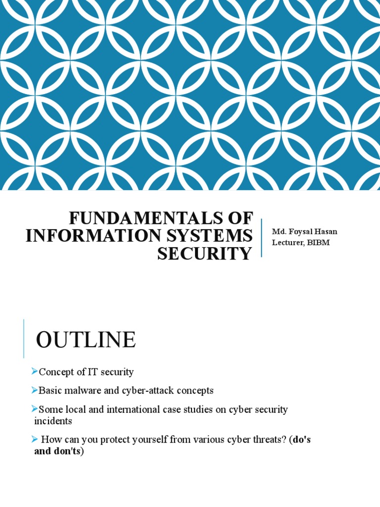 Fundamentals of Information Systems Security: Md. Foysal Hasan Lecturer ...