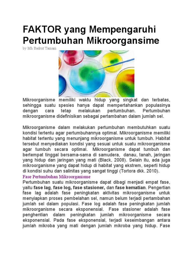 Faktor-faktor yang Mempengaruhi Pertumbuhan Mikroorganisme | PDF