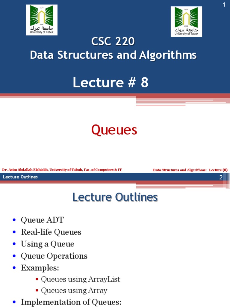 CSC 220 Data Structures and Algorithms: Lecture # 8 | PDF | Queue ...