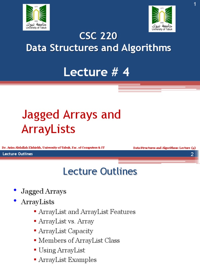 Chapter#7 - Jagged Arrays and ArrayLists | PDF | Array Data Structure | Algorithms And Data ...