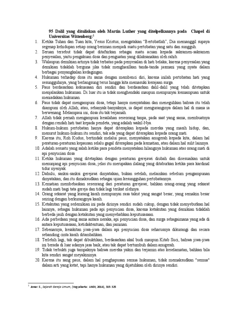 95 Dalil Luther | PDF | Agama & Spiritualitas