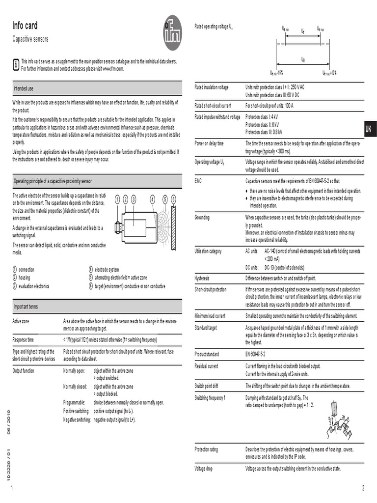 Info Card: Capacitive Sensors | PDF | Capacitor | Switch