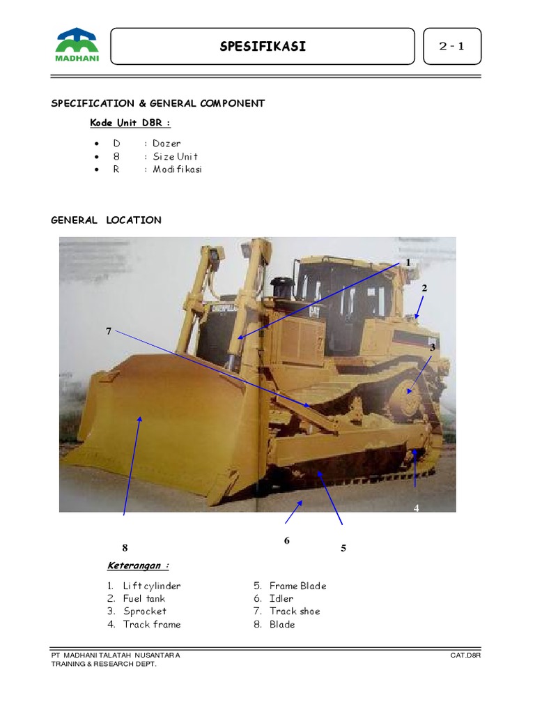 Spesifikasi: Specification & General Com Ponent Kode Unit D8R: - D ...