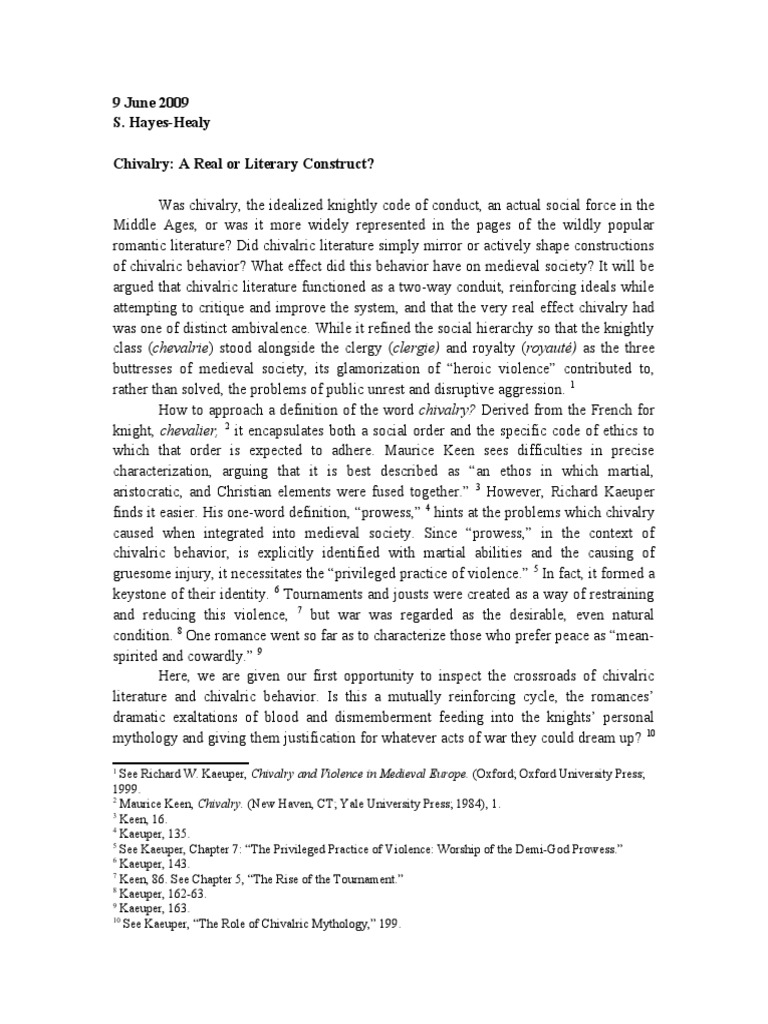 Chivalry A Real or Literary Construct | PDF | Chivalry | Knight
