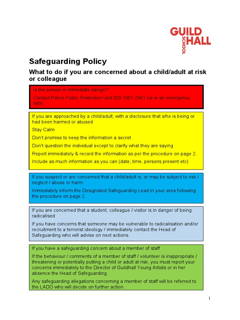 Safeguarding Policy 2020 | PDF | Child Neglect | Domestic Violence