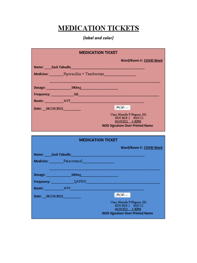 CRMC Medication Tickets | PDF