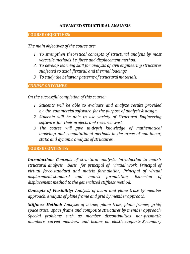 Advanced Structural Analysis | PDF