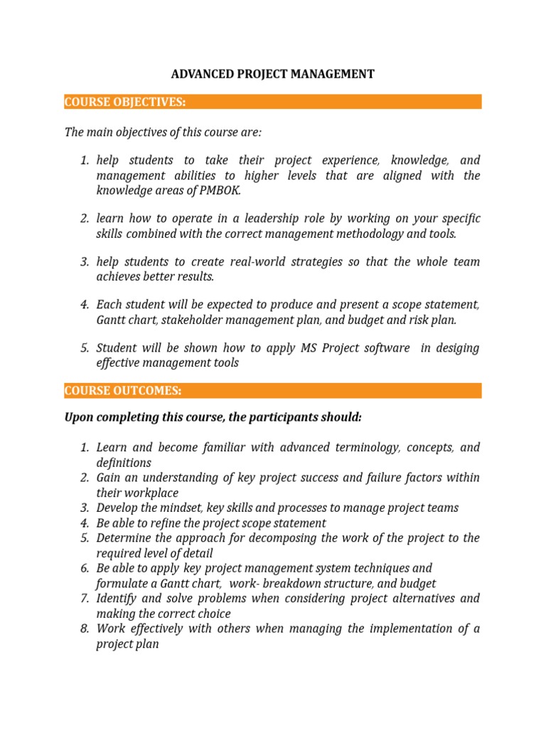 Advanced Project Management | PDF | Project Management | Business
