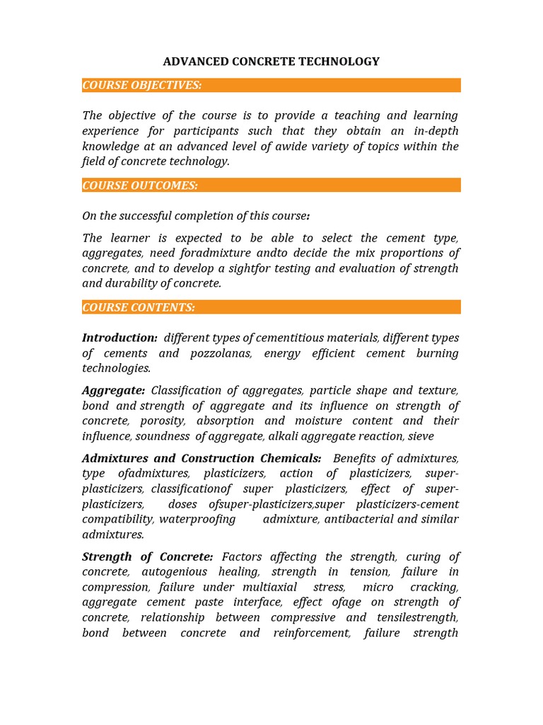 Advanced Concrete Technology | PDF | Concrete | Cement