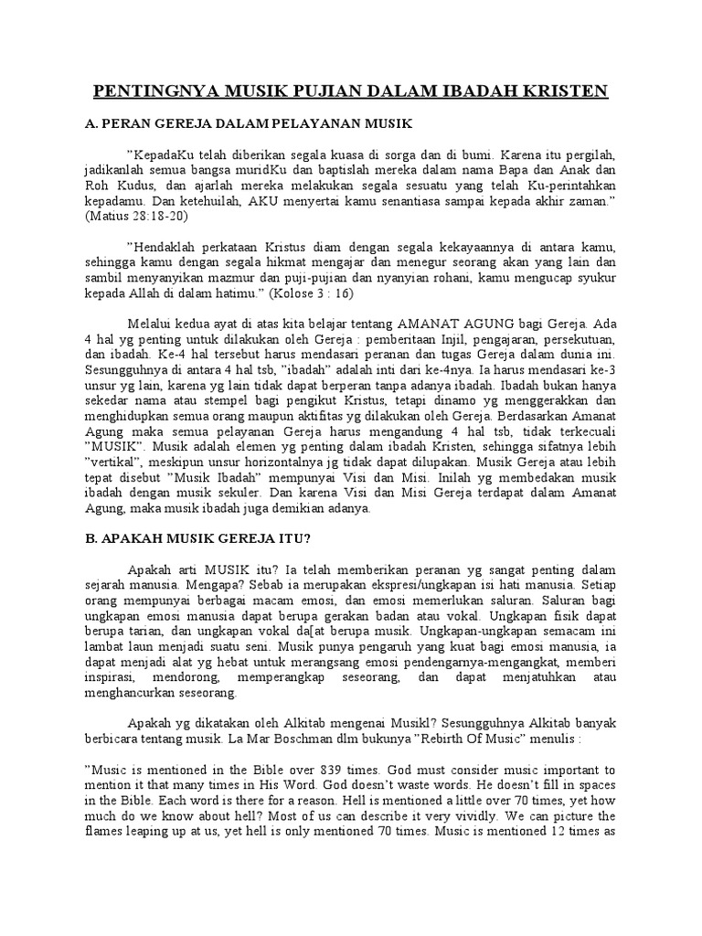 Peran Musik Dalam Gereja | PDF