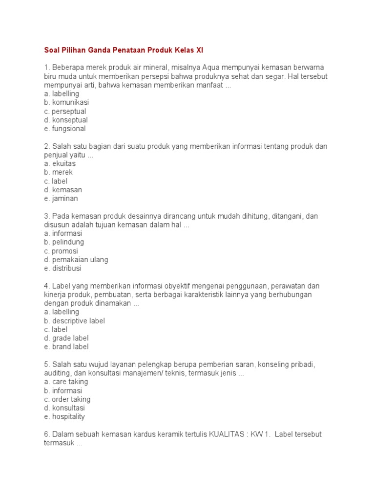 Bank Soal Pilihan Ganda Penataan Produk Kelas XI | PDF | Seni