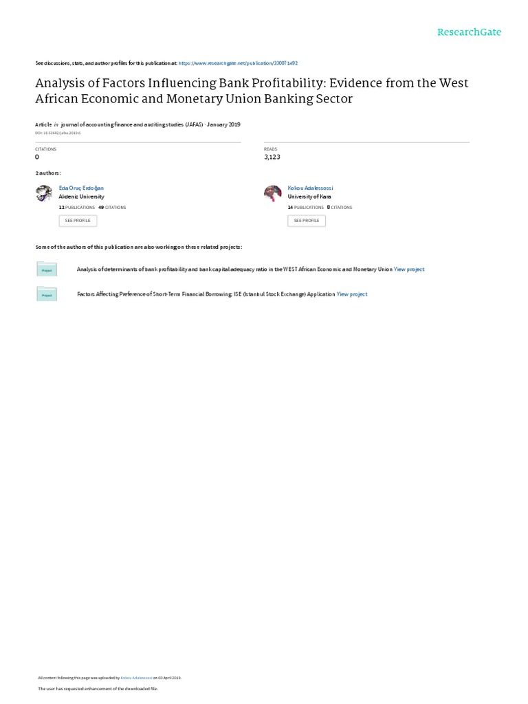 Analysis of Factors Influencing Bank Profitability | PDF | Market ...