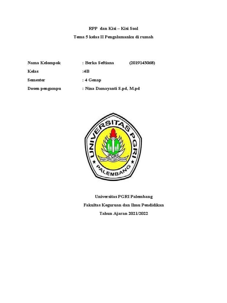 Judul yang tepat untuk dokumen tersebut adalah: "Rencana Pelaksanaan Pembelajaran (RPP) dan Kisi ...