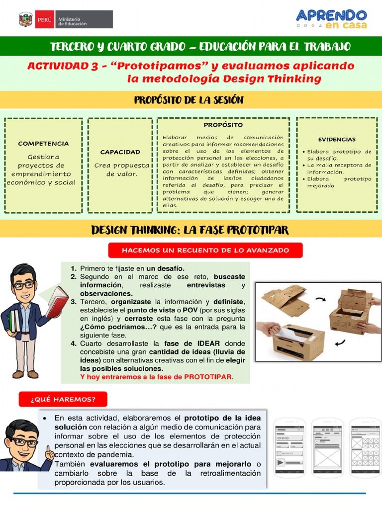 Fase Prototipar Del Design Thinking - 3° y 4° Grado Act.3 | PDF