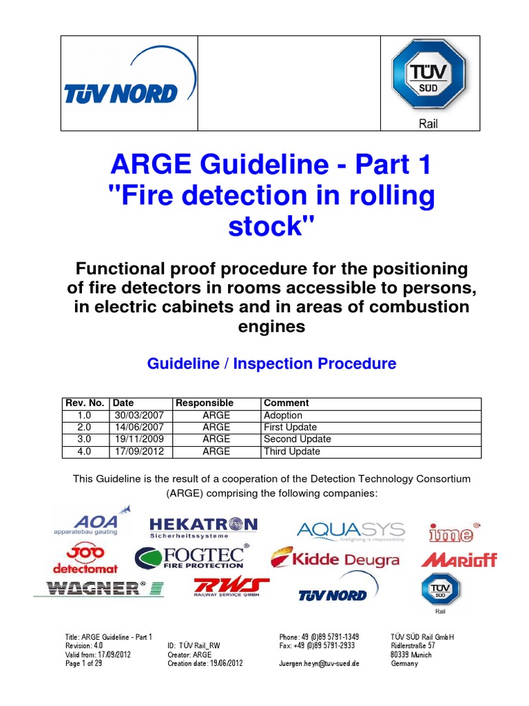 ARGE Guideline - Part 1 "Fire Detection in Rolling Stock" | PDF | Smoke ...