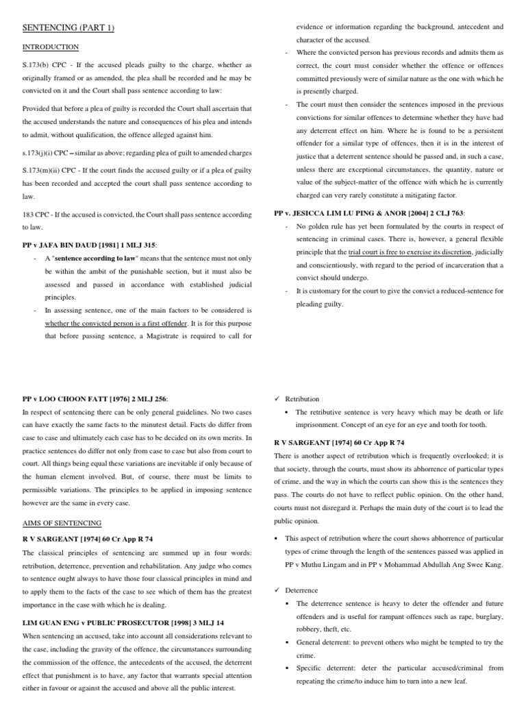 Criminal Procedure Law II (Sentencing I) | PDF | Sentence (Law) | Plea