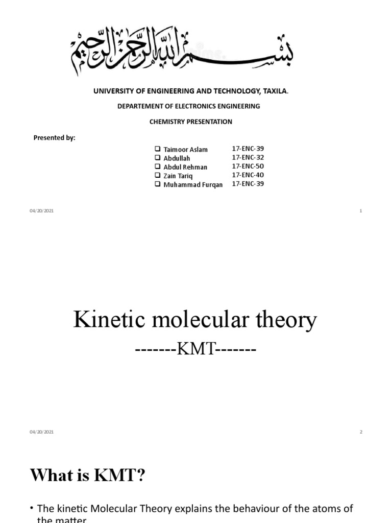 Kinetic Molecular Theory | PDF | Molecular Orbital | Chemical Bond