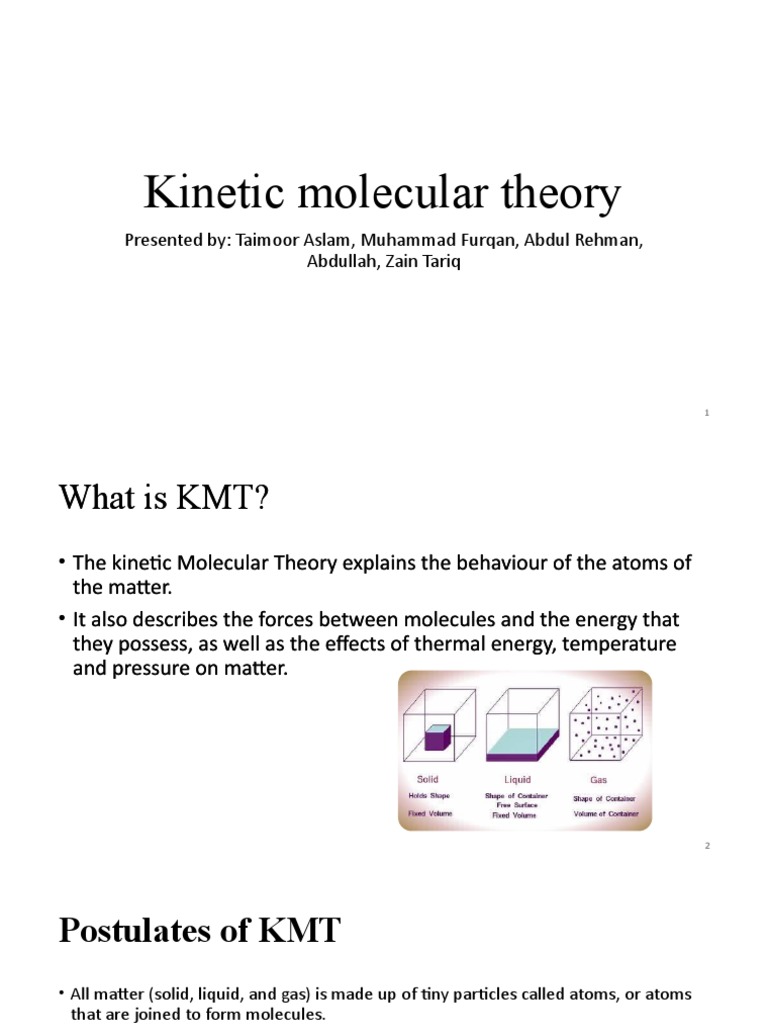 KMT Presentation of Chemistry | PDF | Molecular Orbital | Gases